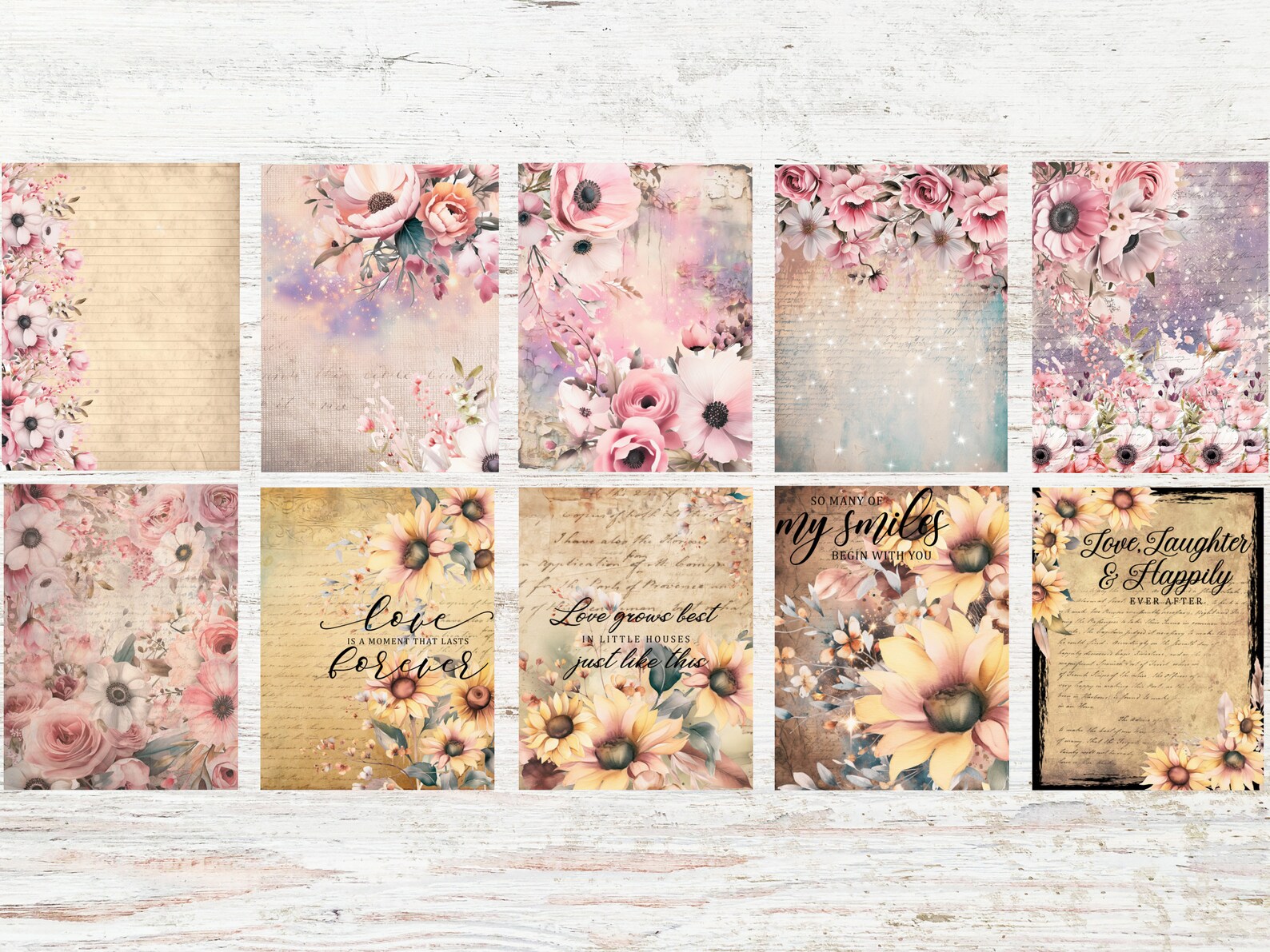 8.5x11 Love Notes Digital Papers - Etsy