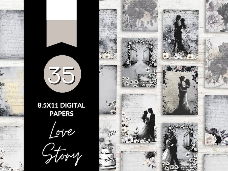 8.5x11 Love Story Digital Papers - Etsy