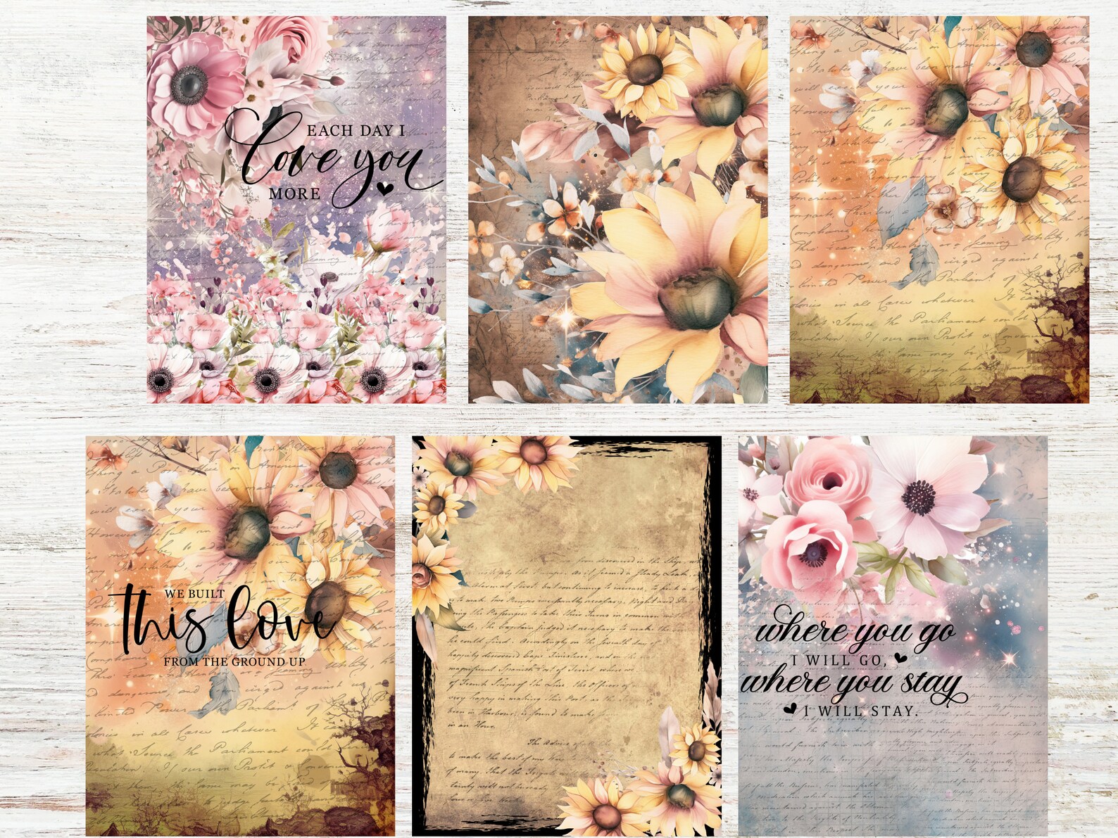 8.5x11 Love Notes Digital Papers - Etsy