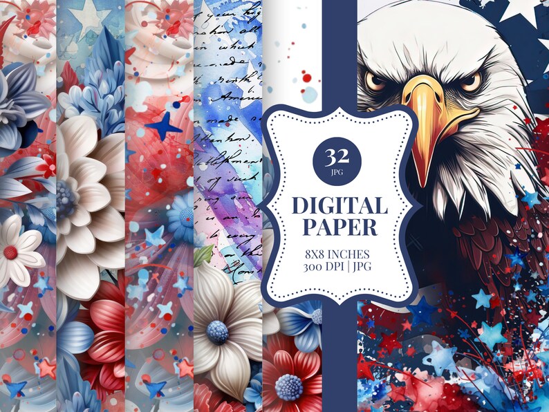 8x8 USA Digital Papers - Etsy