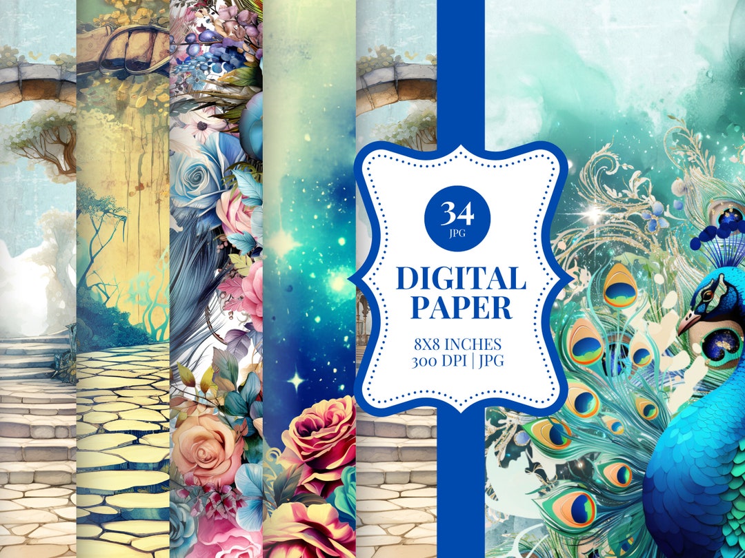 8X8 Peacock Digital Papers - Etsy