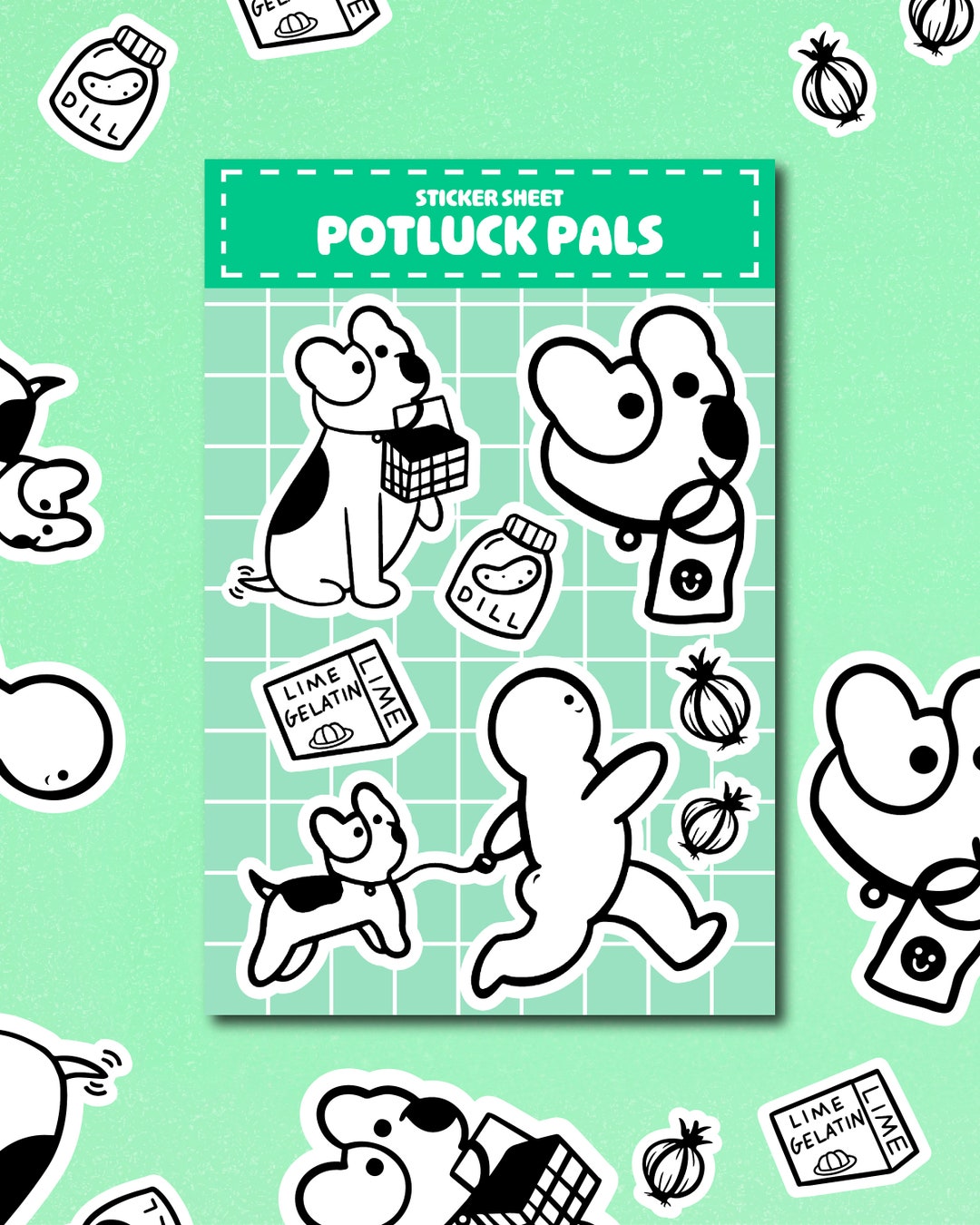 Potluck Pals Shopping STICKER SHEET Illustrated Aesthetic Stickers ...