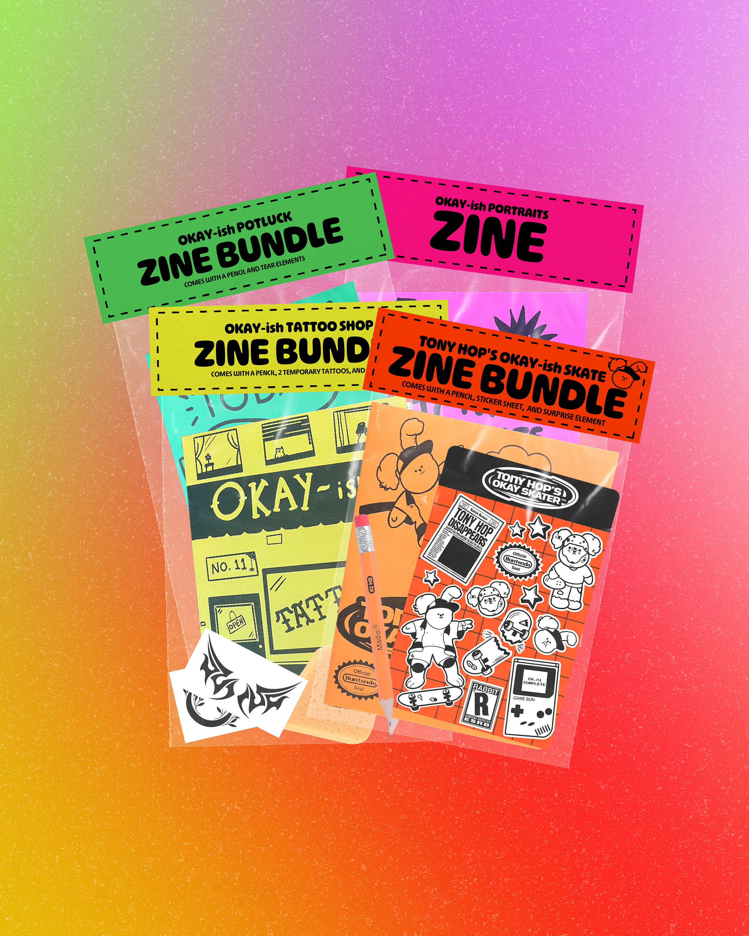 4 Pack ZINE BUNDLE | W/ STICKER Sheet | Interactive, Illustrated - Etsy
