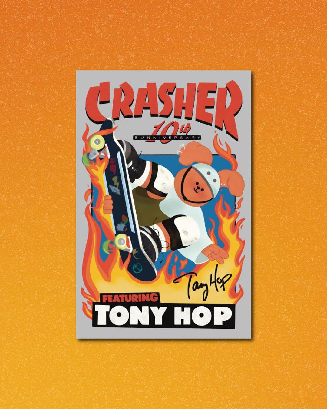 Tony Hop POSTER | A3 Illustrated | Thrasher | Skateboarding Aesthetic ...