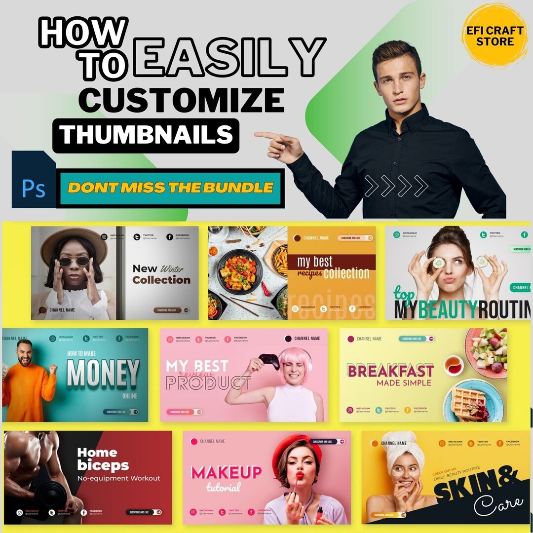 500 Pro Youtube Thumbnails Pack: Editable & Customizable Designs for ...