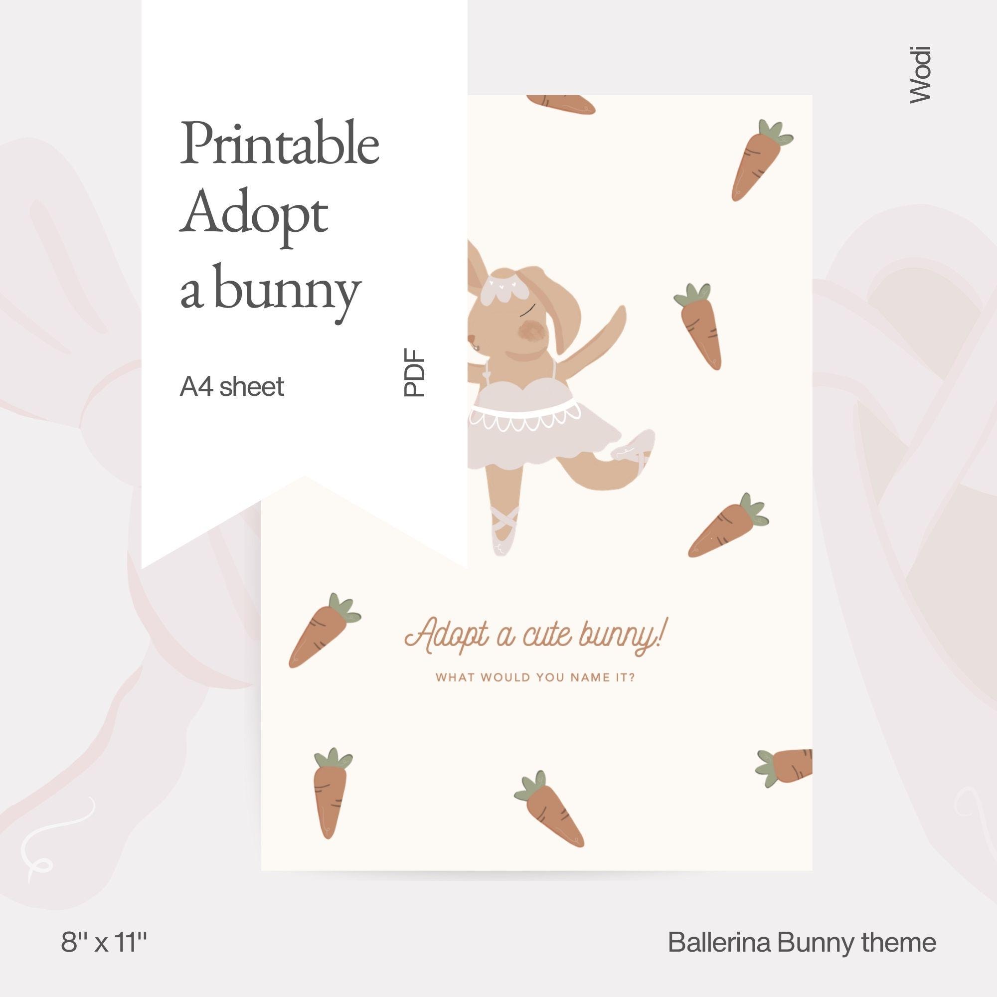 Adopt a Bunny Birthday, Printable Sign, Ballerina Bunny Themed - Etsy
