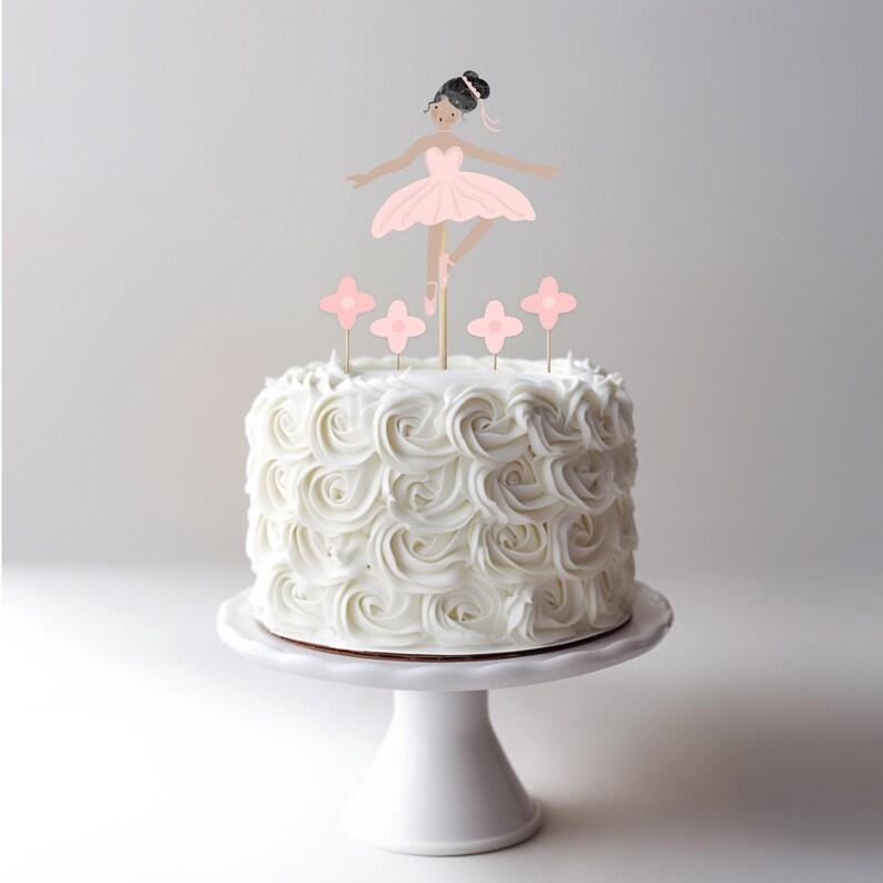 Printable Cake Toppers of Ballerina With Pink Dress Ballet Party ...