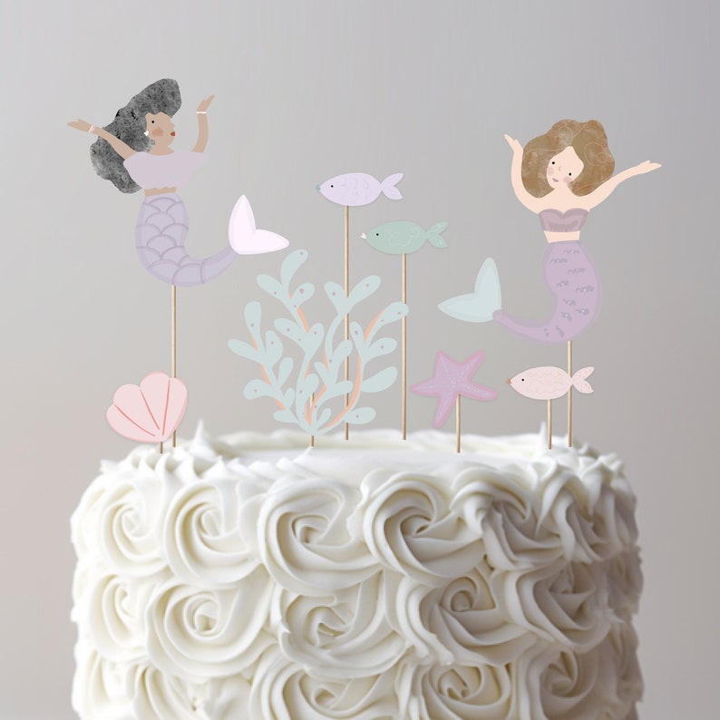 Mermaid Cake Topper Printable, Mermaid Party Decorations, Magical Party ...