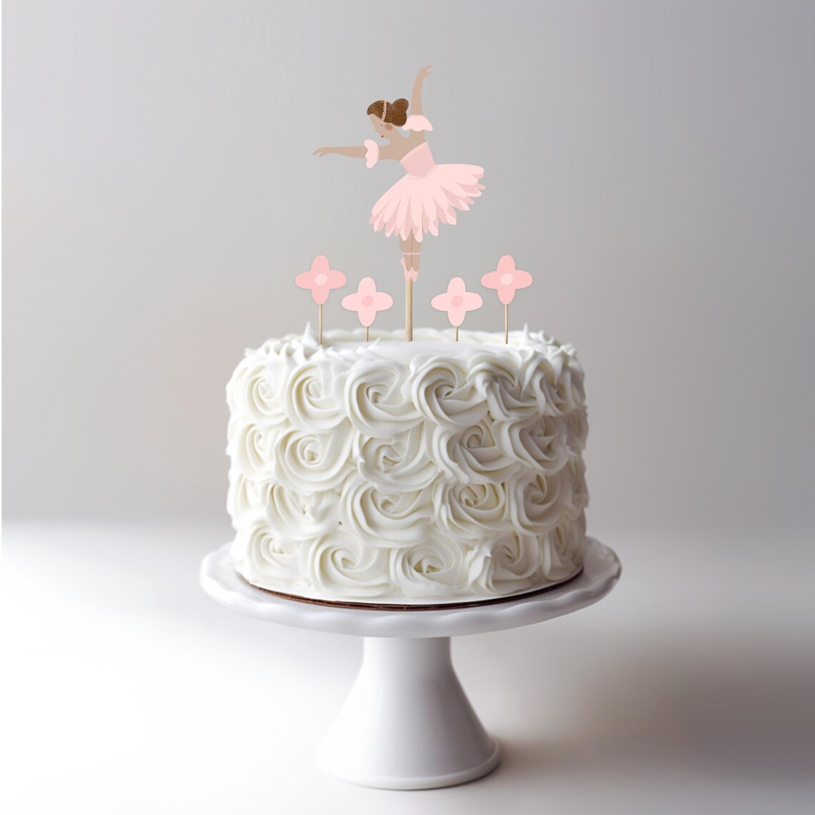 Printable Cake Toppers of Ballerina With Pink Dress Ballet Party ...