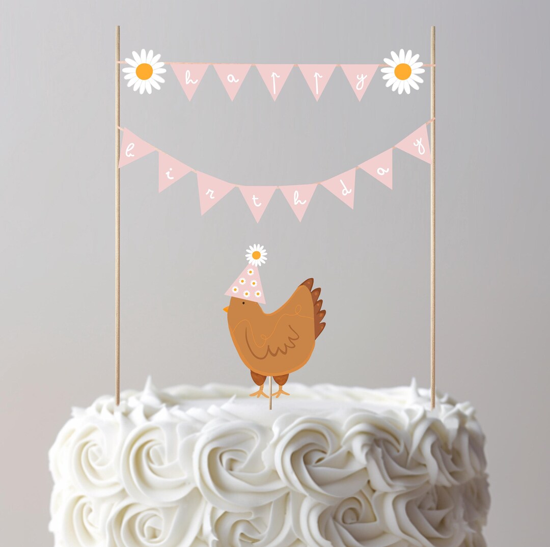 Daisy Farm Cake Topper for Girls – Printable Birthday Banner With Cute ...