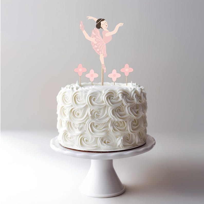 Printable Cake Toppers of Ballerina With Pink Dress Ballet Party ...