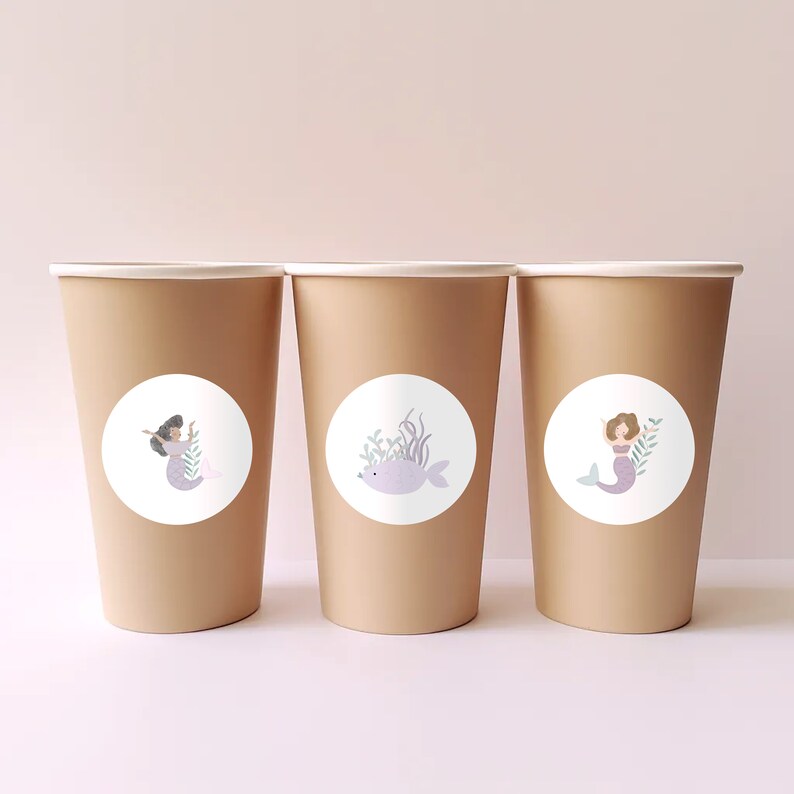 Birthday Thank You Tag, Mermaid-themed, Rectangular Labels, Pink Color ...