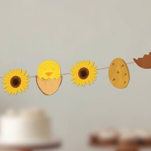 Farm Chicken Party Garland, Sunflower Decor (printable Template) - Etsy