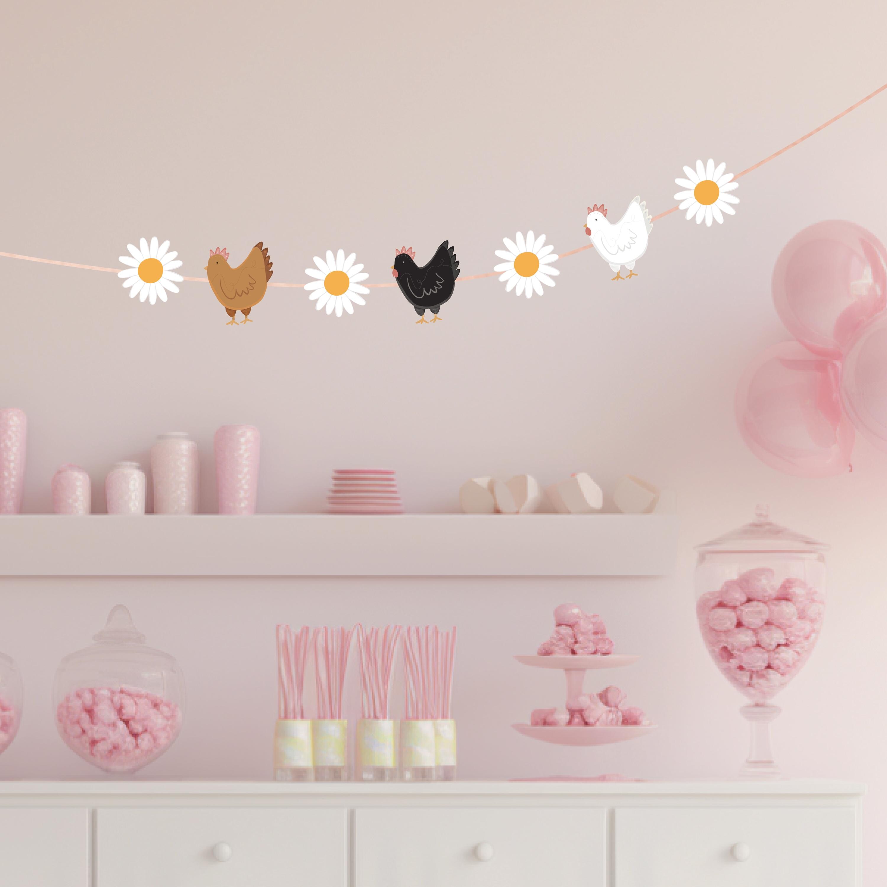 Farmhouse Chicken and Daisy Garland, Printable Birthday Decor (PDF) - Etsy