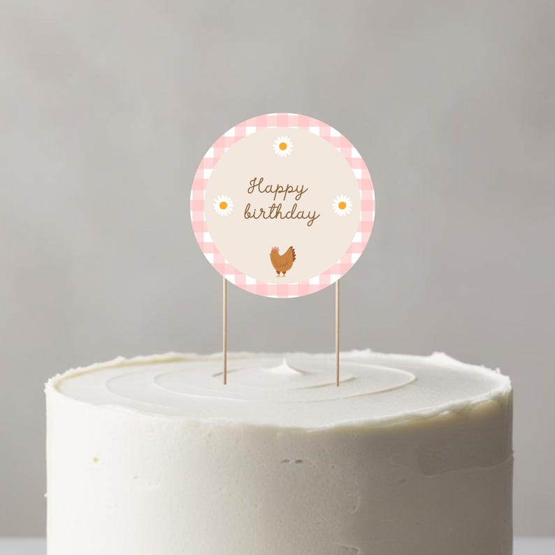 Chicken Cake Topper Happy Birthday Decor Farmhouse Party Decor 1st ...