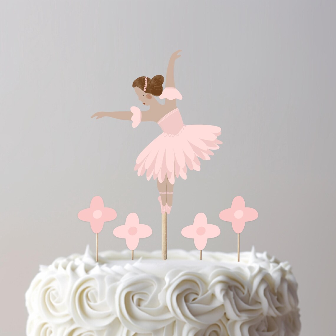 Printable Cake Toppers of Ballerina With Pink Dress Ballet Party ...