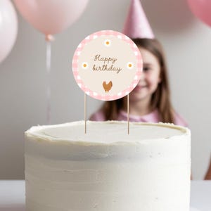 Chicken Cake Topper Happy Birthday Decor Farmhouse Party Decor 1st ...