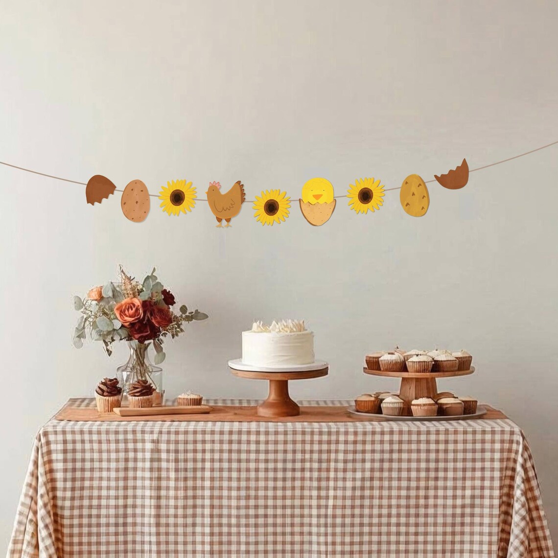 Farm Chicken Party Garland, Sunflower Decor (printable Template) - Etsy