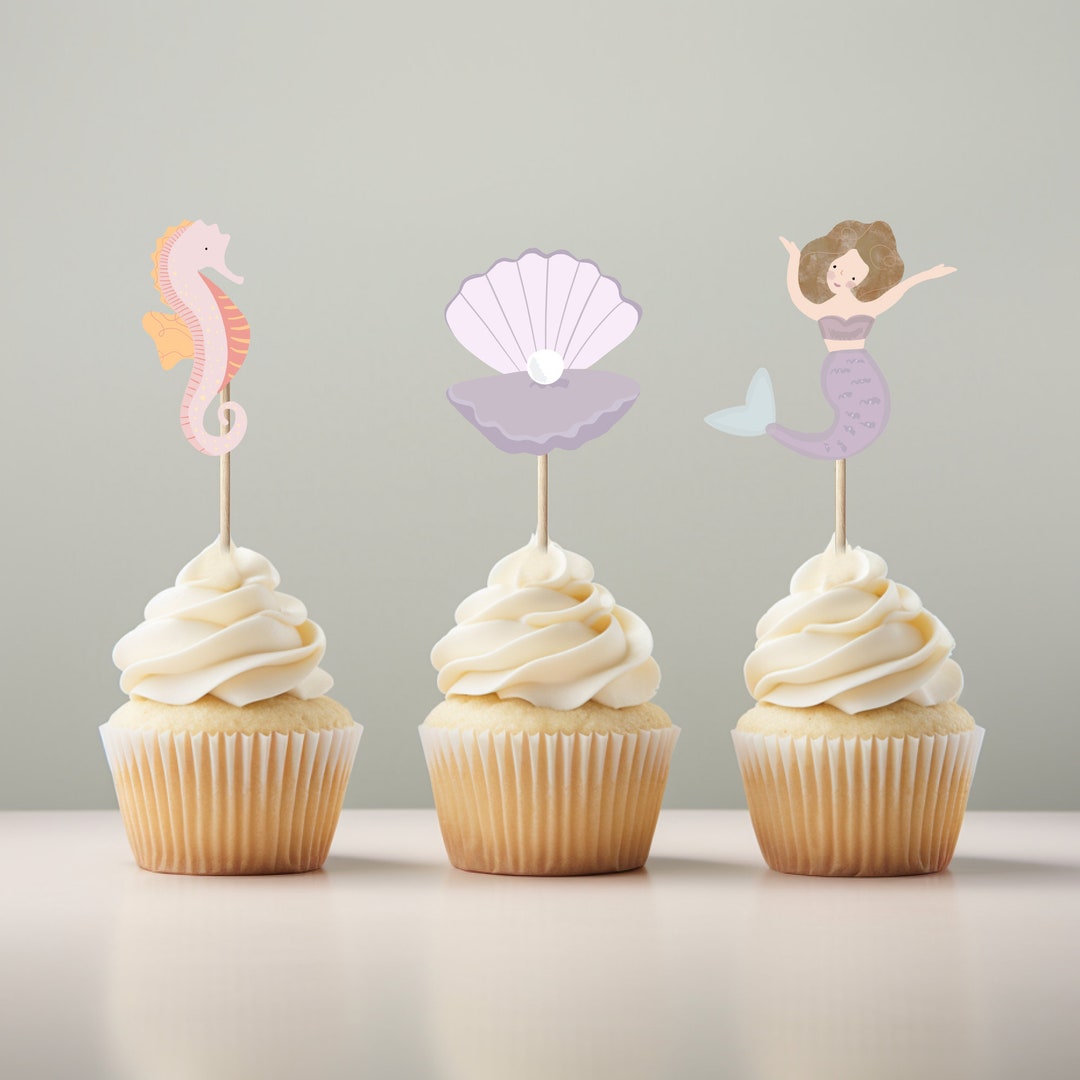 Printable Cupcake Toppers for Mermaid Party, Mermaid Birthday ...