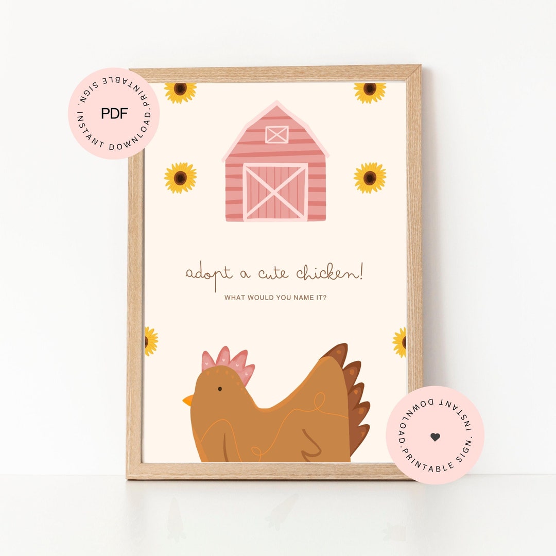 Chicken Sign Printable Farm Party Decoration Diy Chicken Digital ...
