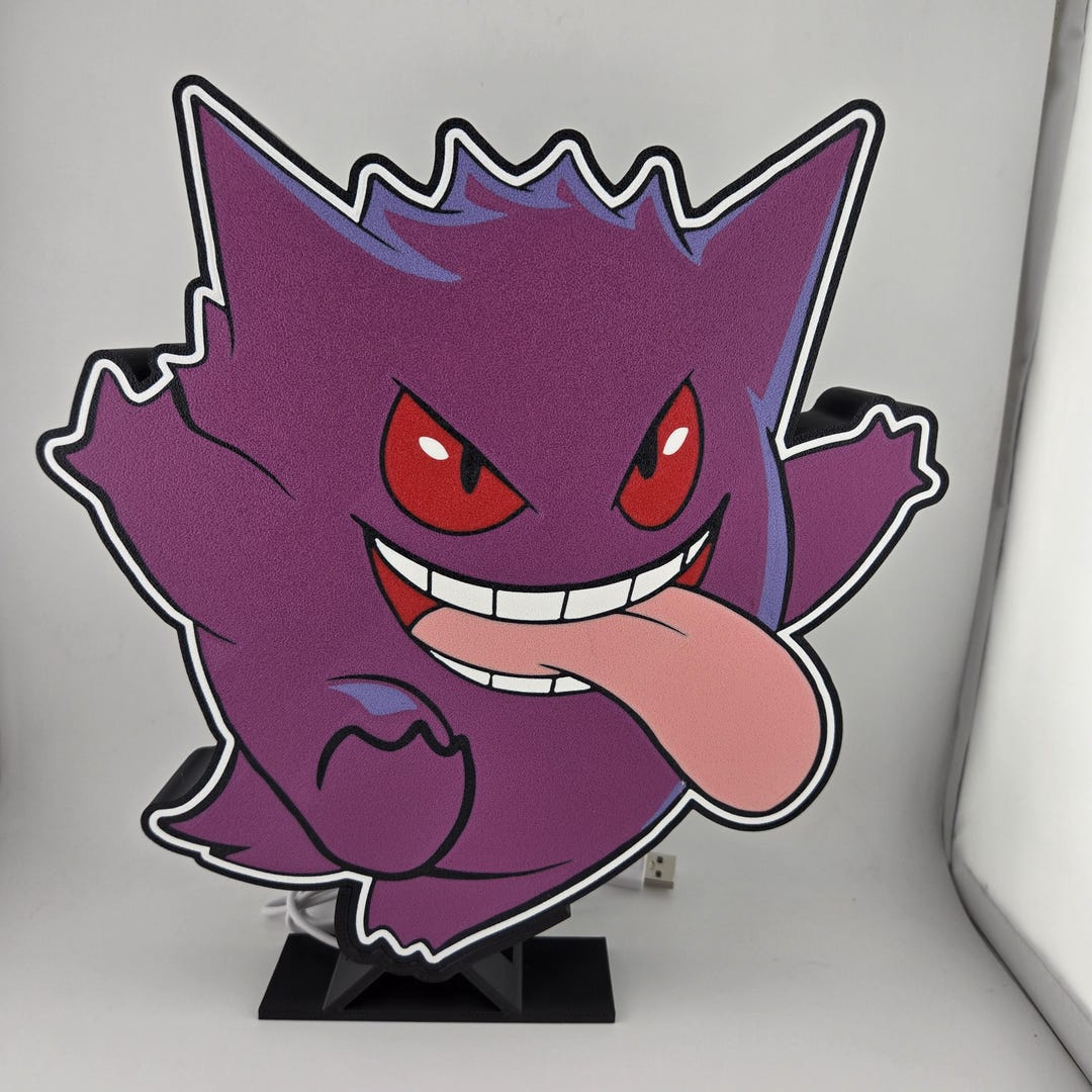 Gengar Pokémon LED Sign – Ghost Type Wall Light – Gamer Room Decor ...