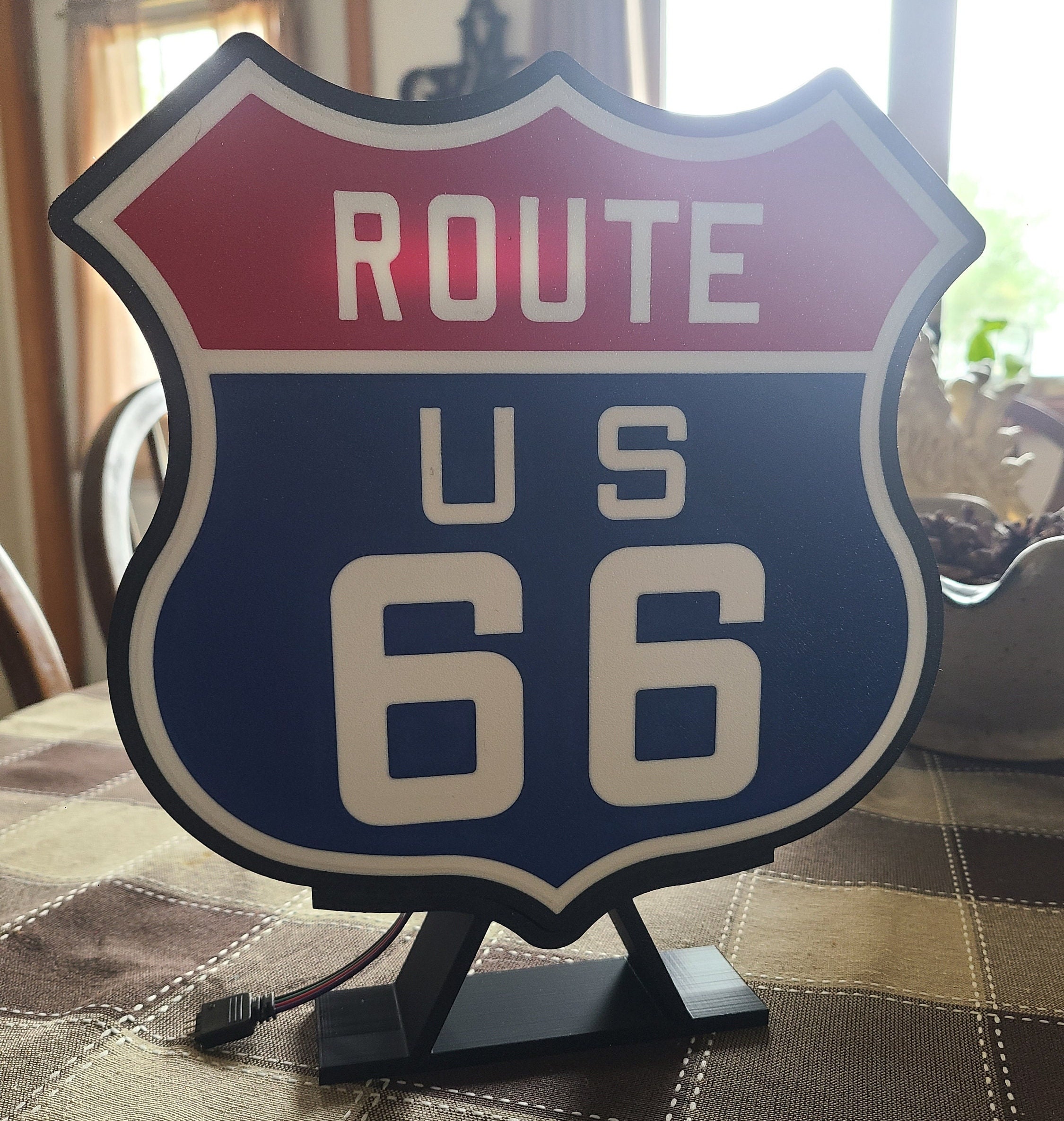 Route 66 Lighted Sign, 3D Printed Sign, Route 66 Lightbox, Wall Decor, Light Box, Route 66 LED ...