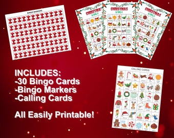 Christmas Bingo, Christmas Printable Bingo Cards, Christmas Party ...