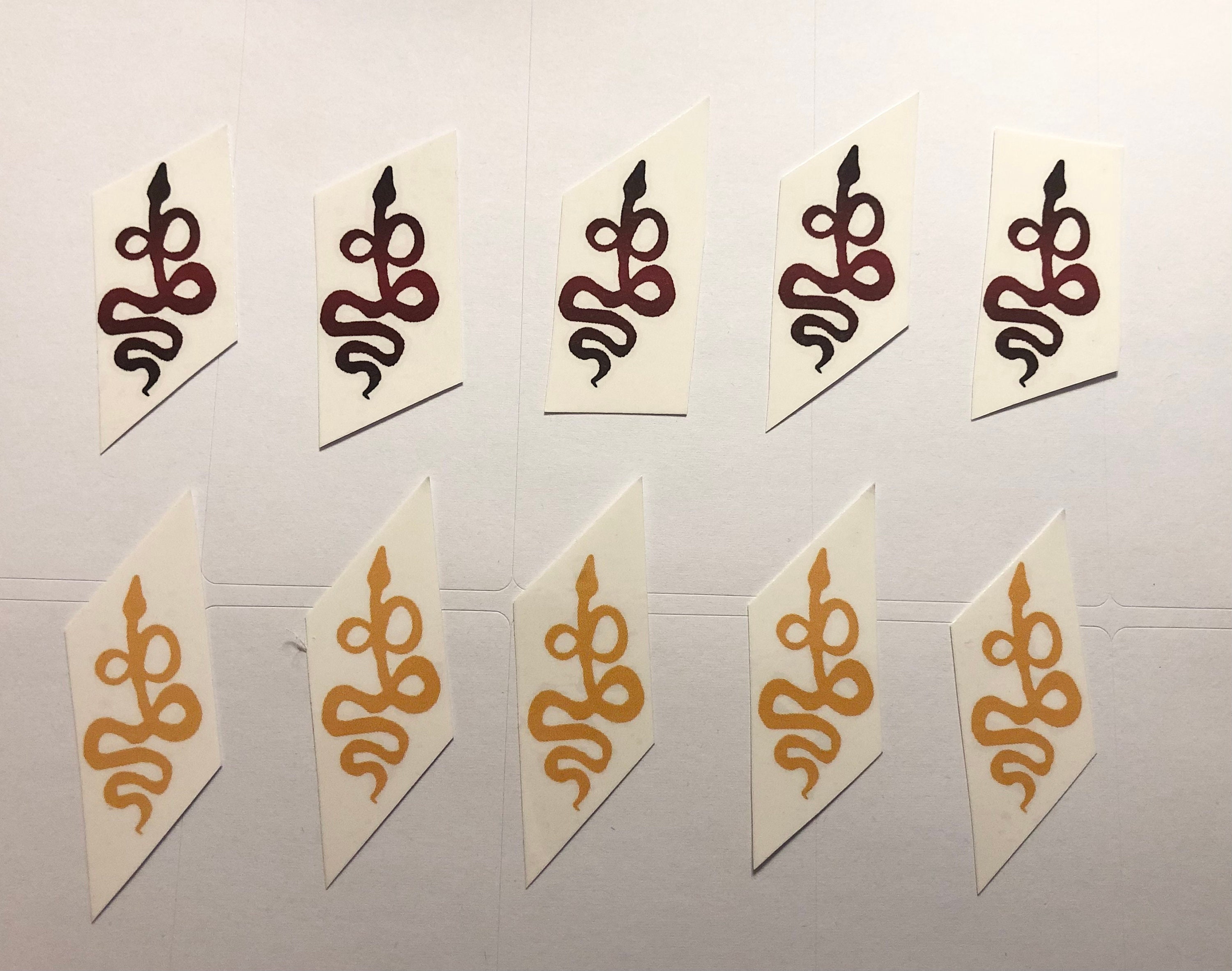 5pk Crowley Snake Red-black or Gold Temporary Tattoos Good Omens - Etsy