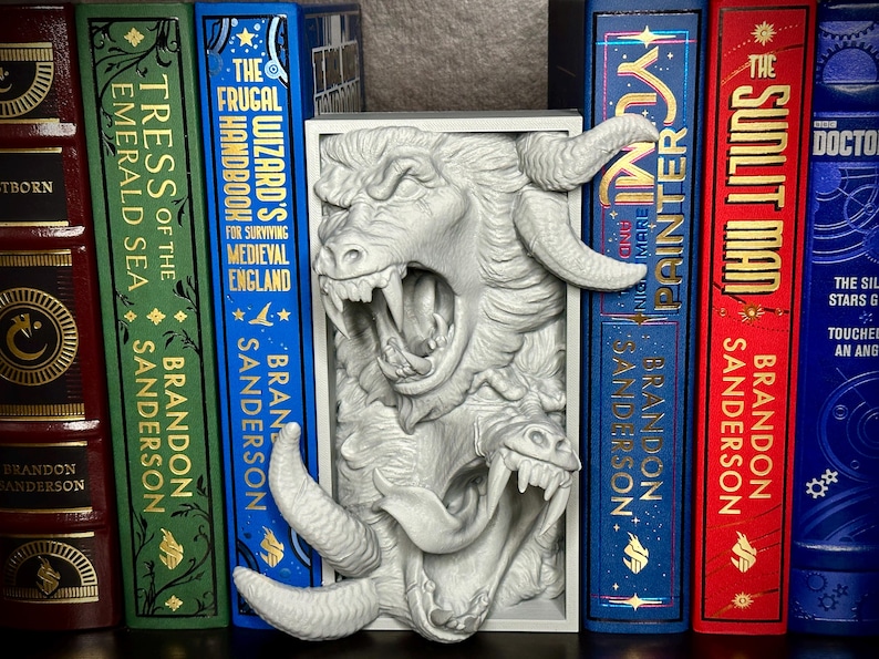 Demon Booknook, Fantasy Bookshelf Decor, 3D Printed Monster Book Nook ...