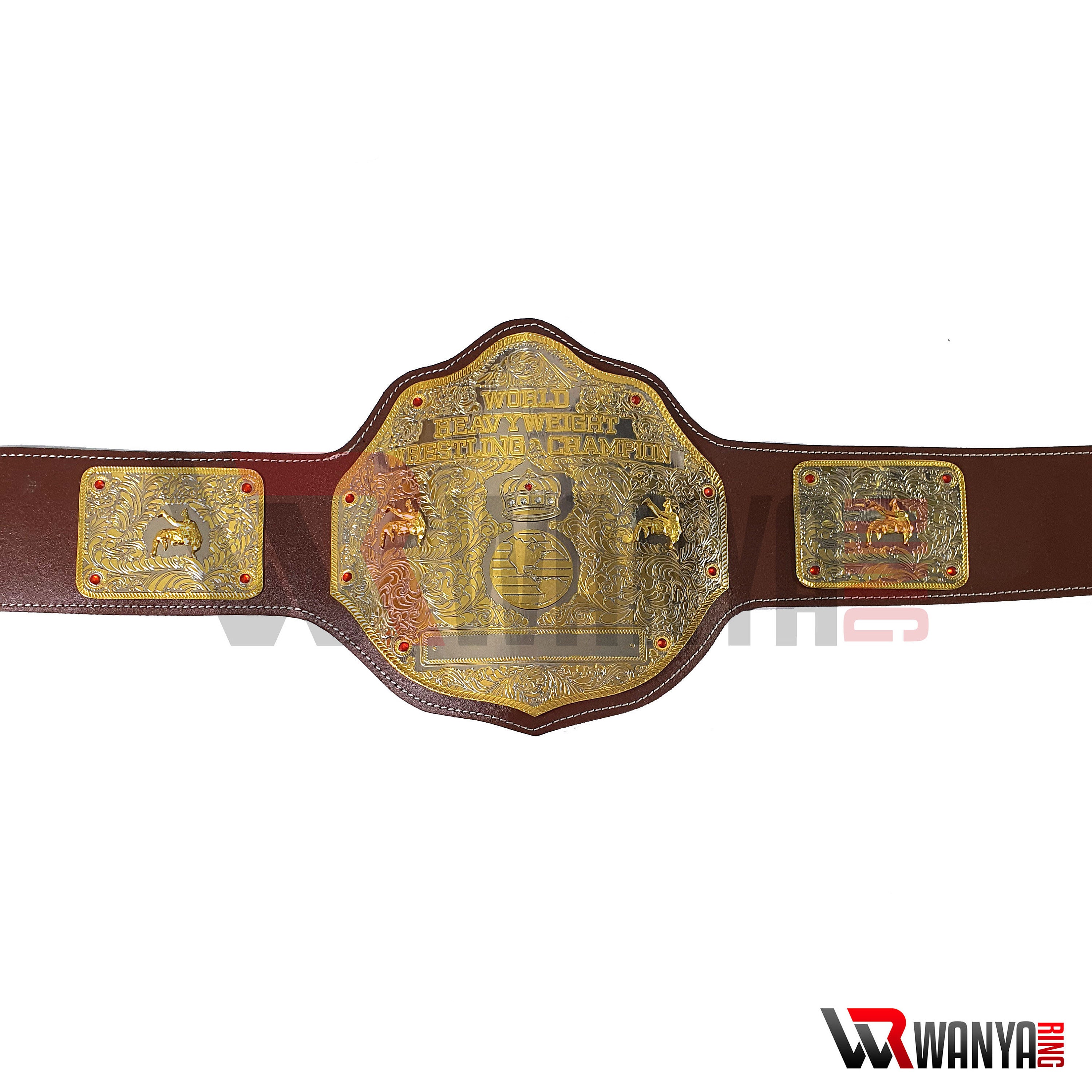 Big Gold Replica Belt World Heavyweight Champion 2mm Brass Plates Brown ...