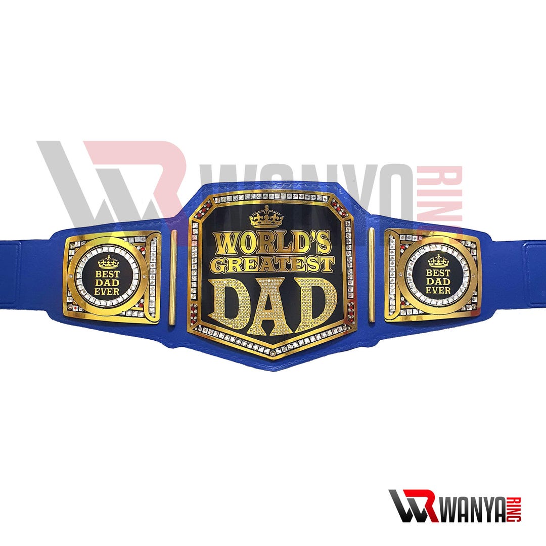 World Greatest Dad Belt Christmas Gift 2mm Brass Plates - Wrestling Fan ...