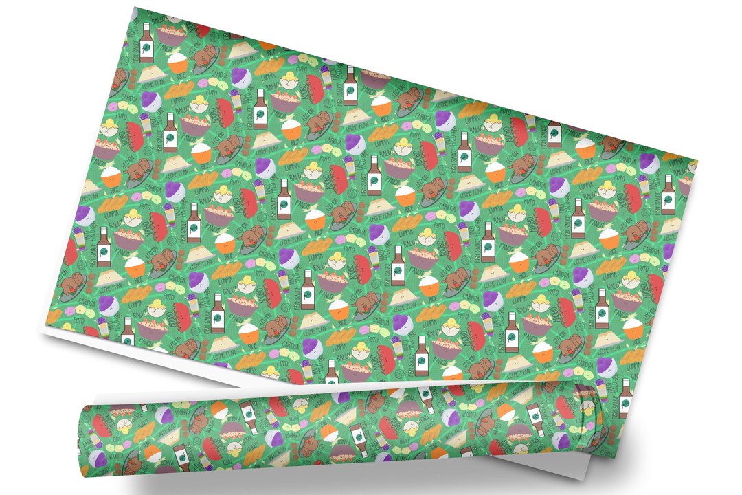 Favorite Filipino Foods Kawaii Gift Wrap Lechon Adobo Lumpia Leche Flan ...