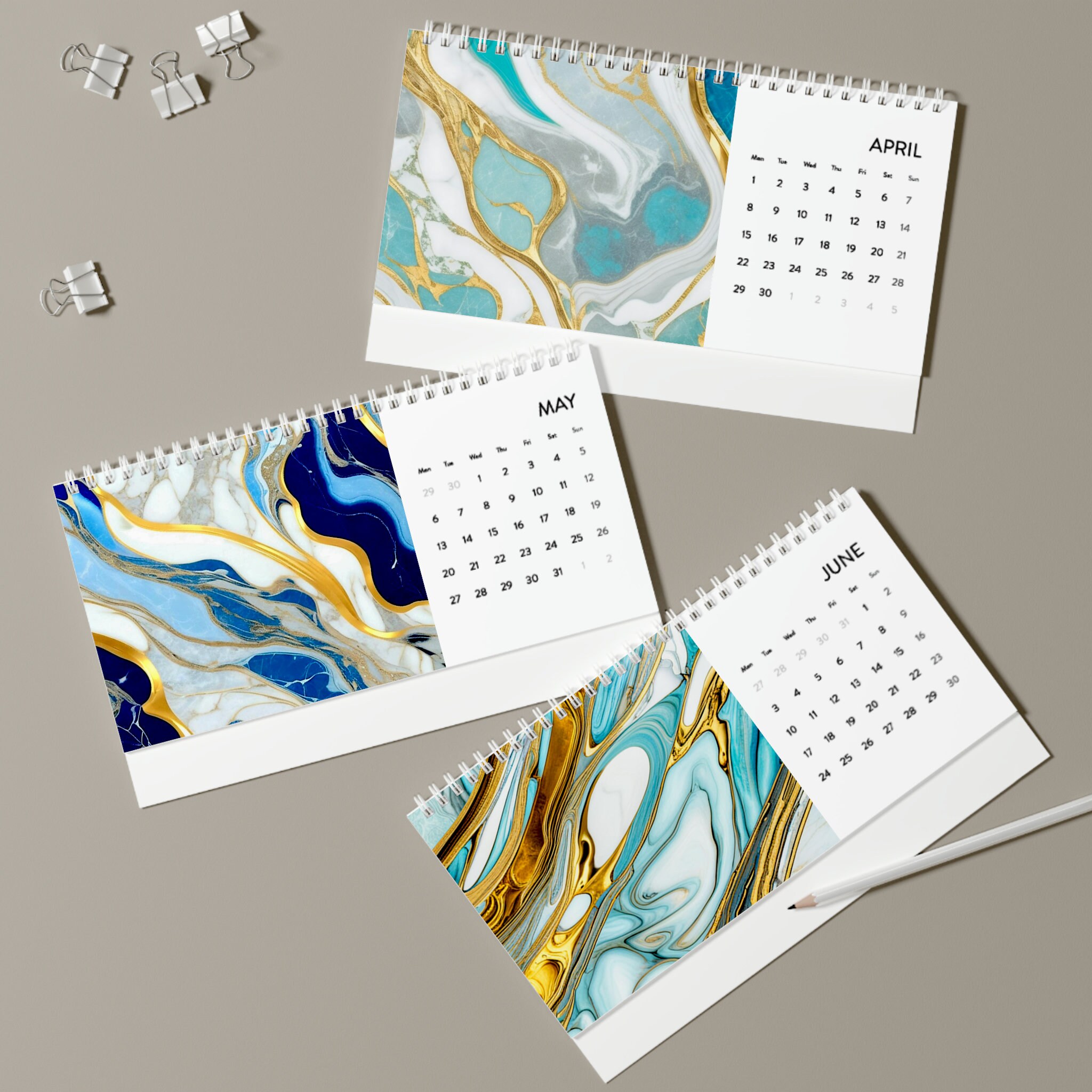 Desk Calendar 2024 - Marble Design, Marble Calendar 2024 sold by ...