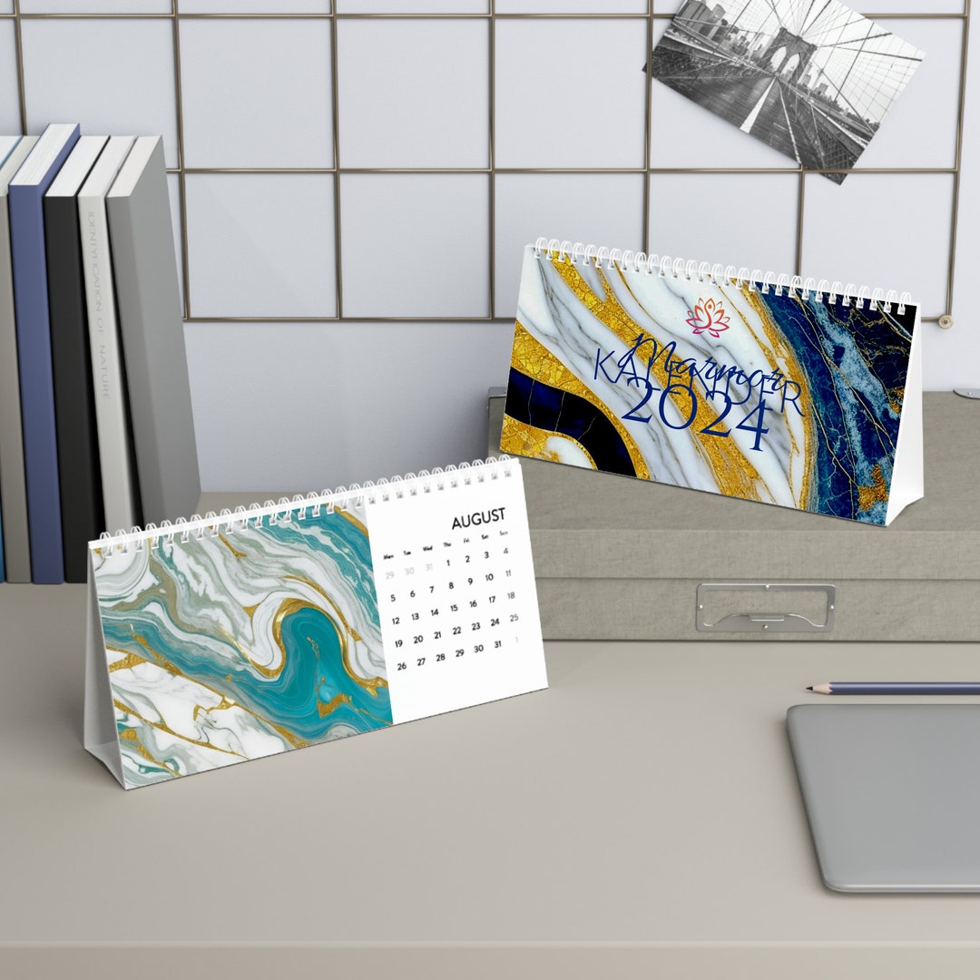 Desk Calendar 2024 Marble Design, Marble Calendar 2024 One Size 25 Cm X ...