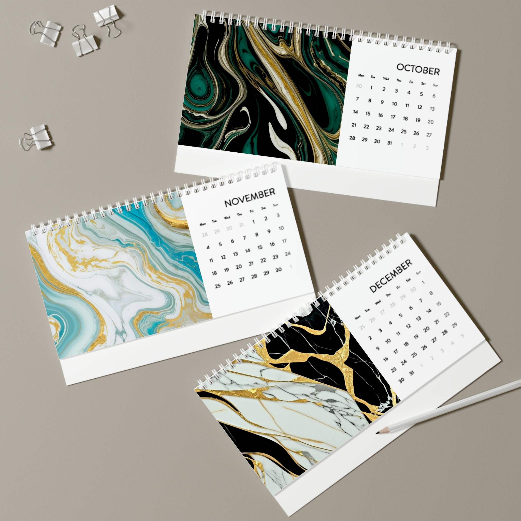 Desk Calendar 2024 - Marble Design, Marble Calendar 2024 sold by ...