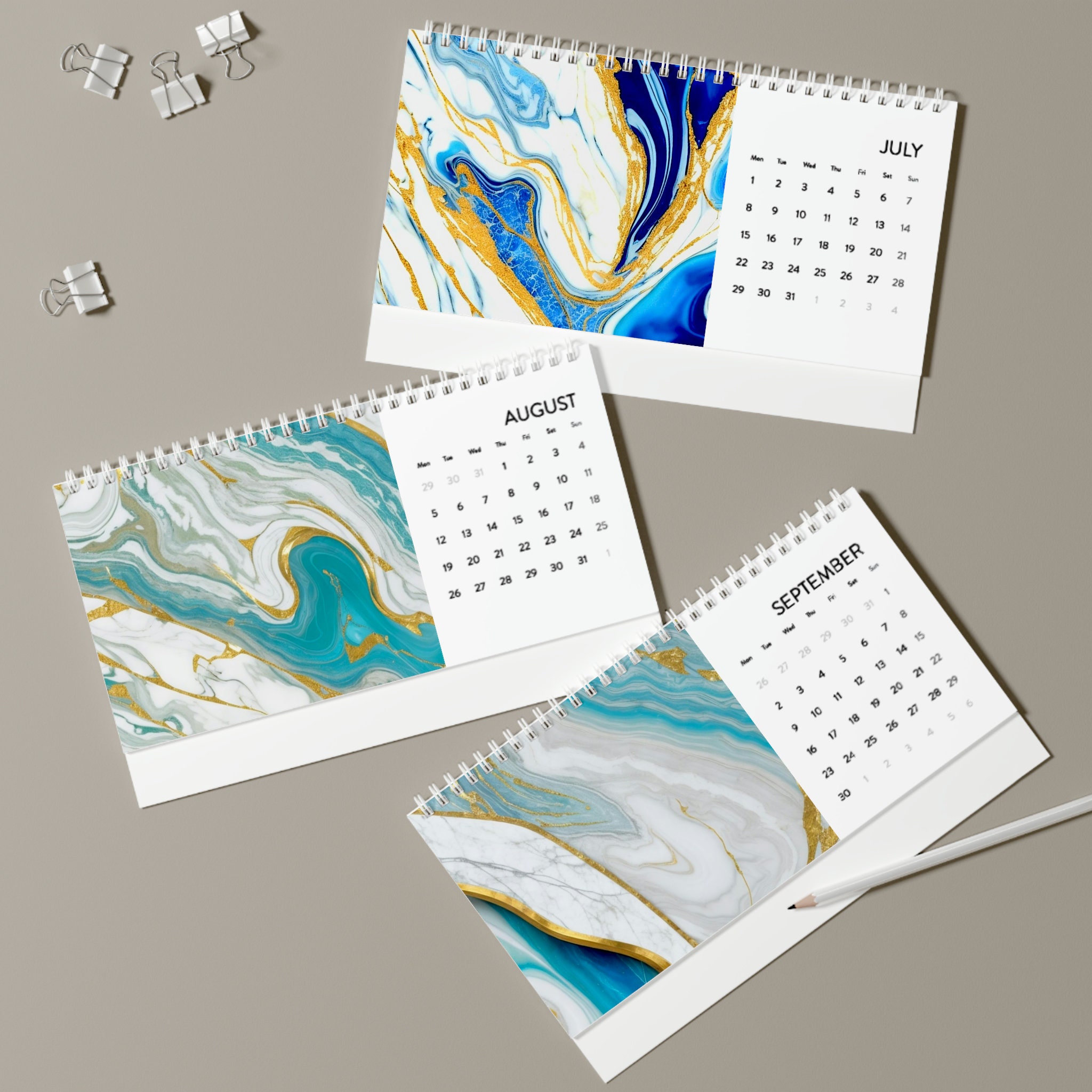 Desk Calendar 2024 - Marble Design, Marble Calendar 2024 sold by ...