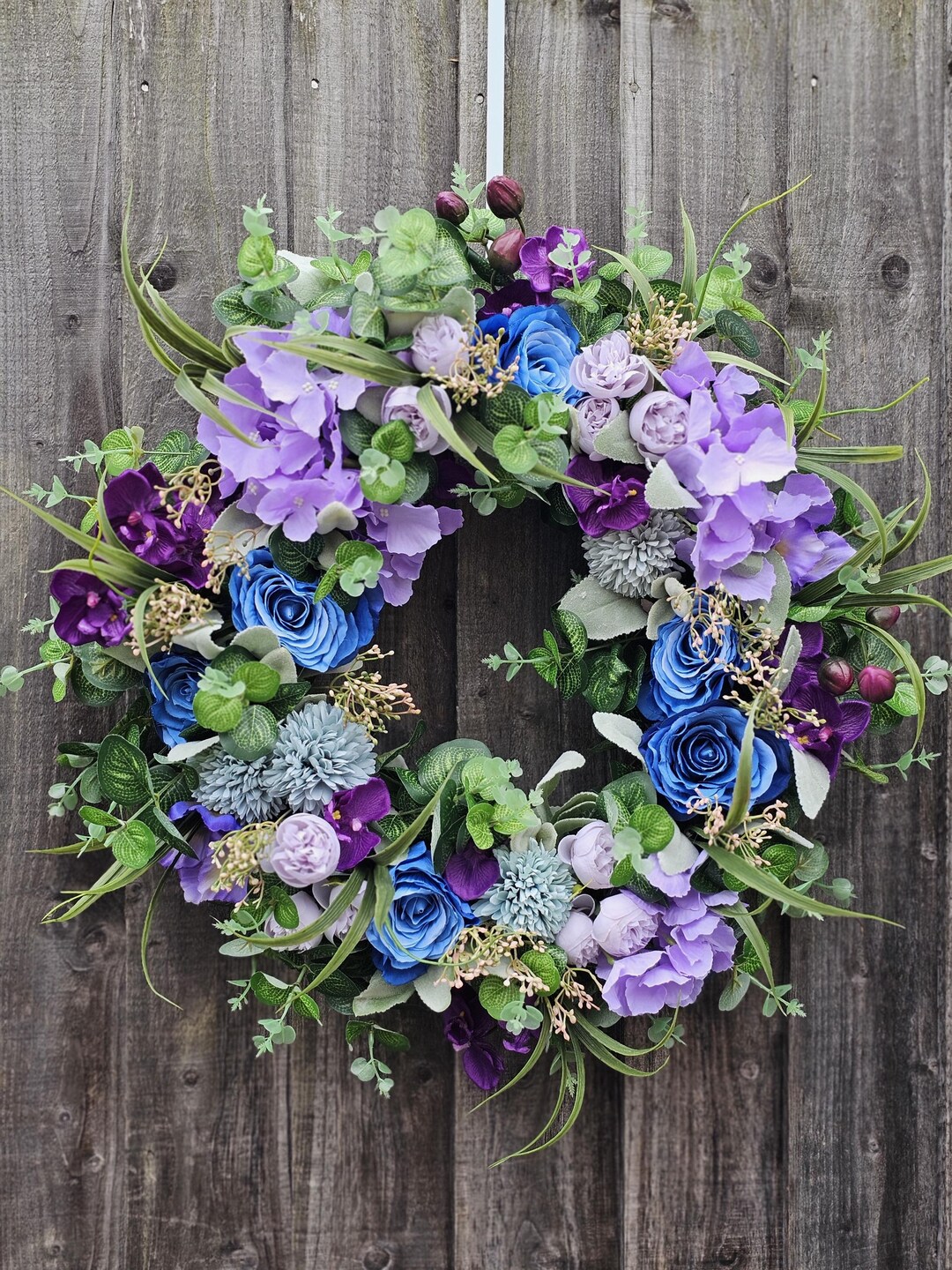 Large Spring Wreath,spring Door Wreath,blue Hydrangea Summer Wreath ...