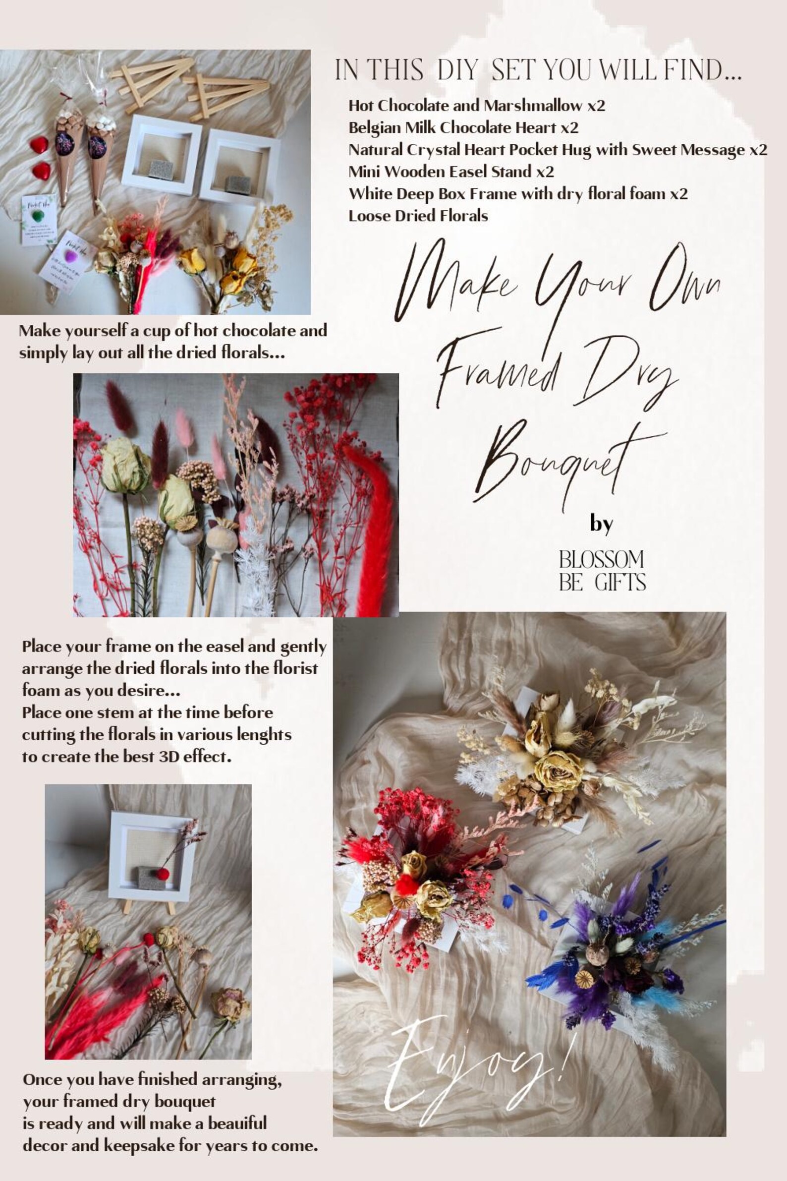 Dried Flower Bouquet Frame,date Night Box,diy Kit,anniversary Gift,gift ...