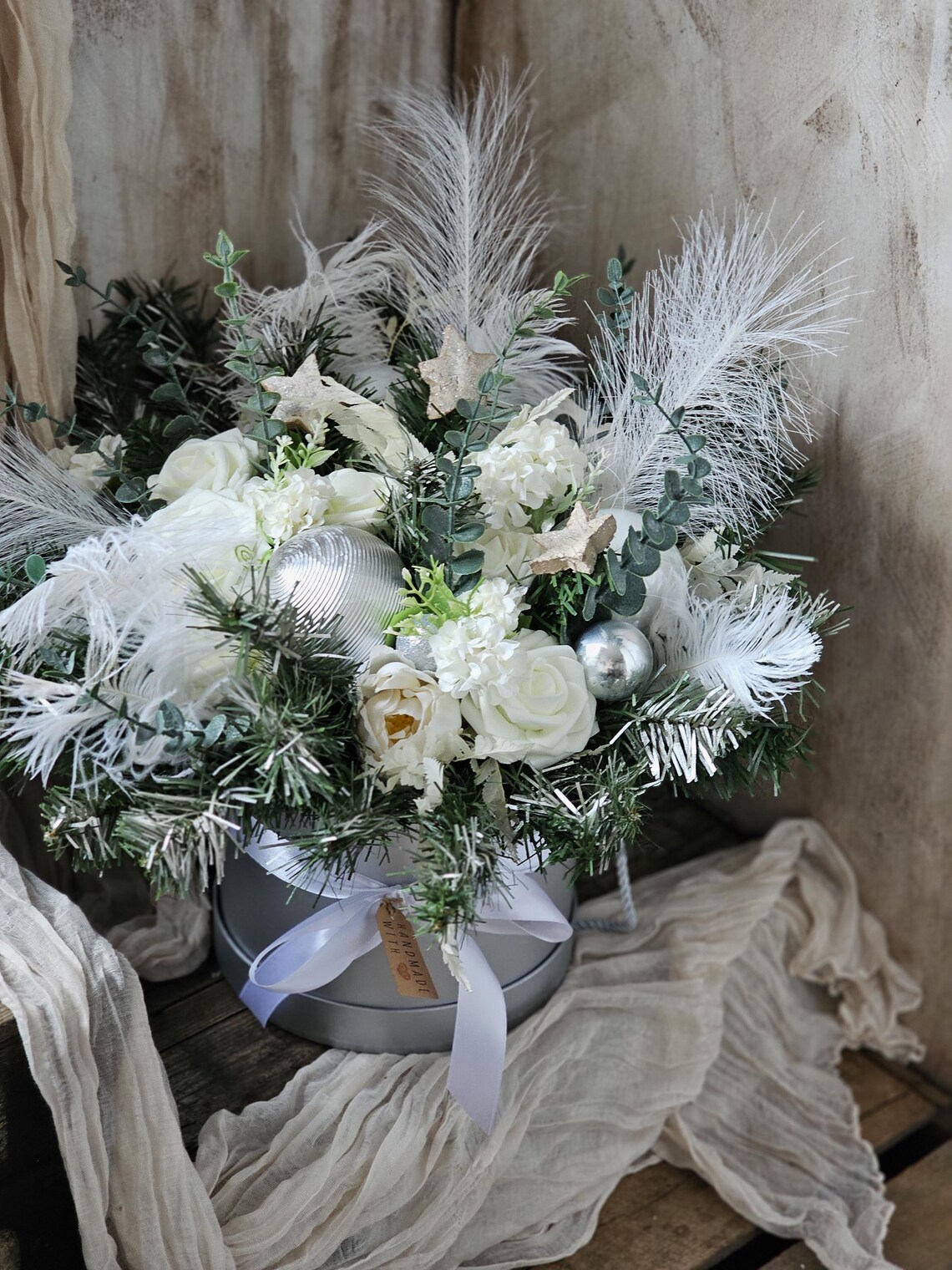 Large Christmas Flower Arrangement,christmas Gift Flowers,christmas ...