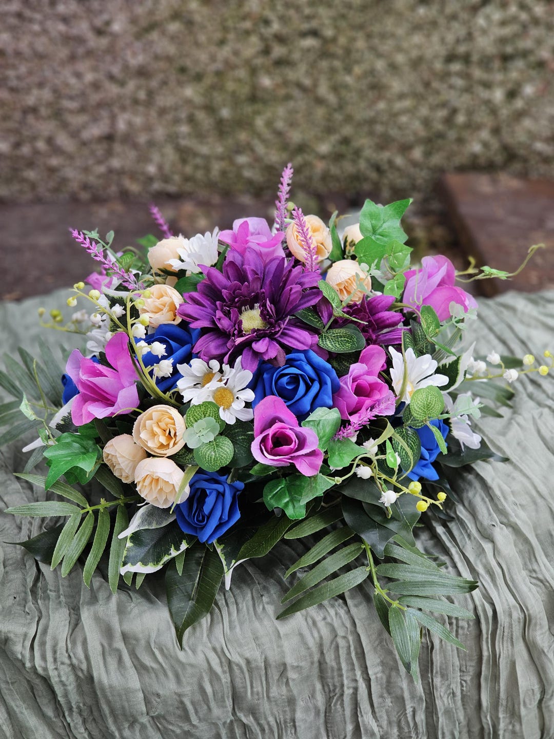 Artificial Grave Memorial Arrangement,cemetery Grave Headstone Saddle ...