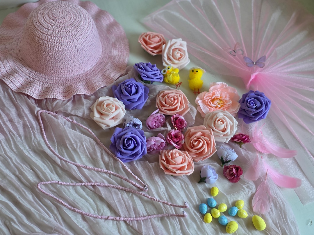 Easter Bonnet DIY Gift Set,make Your Own Pink Summer Flower Hat,kids ...