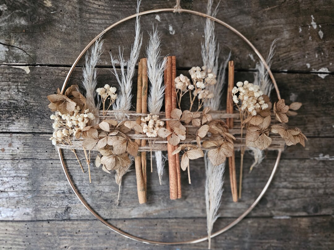 Dried Flower Hoop Wreath,dried Flowers Gift,pampas Decor,wall Hanging ...