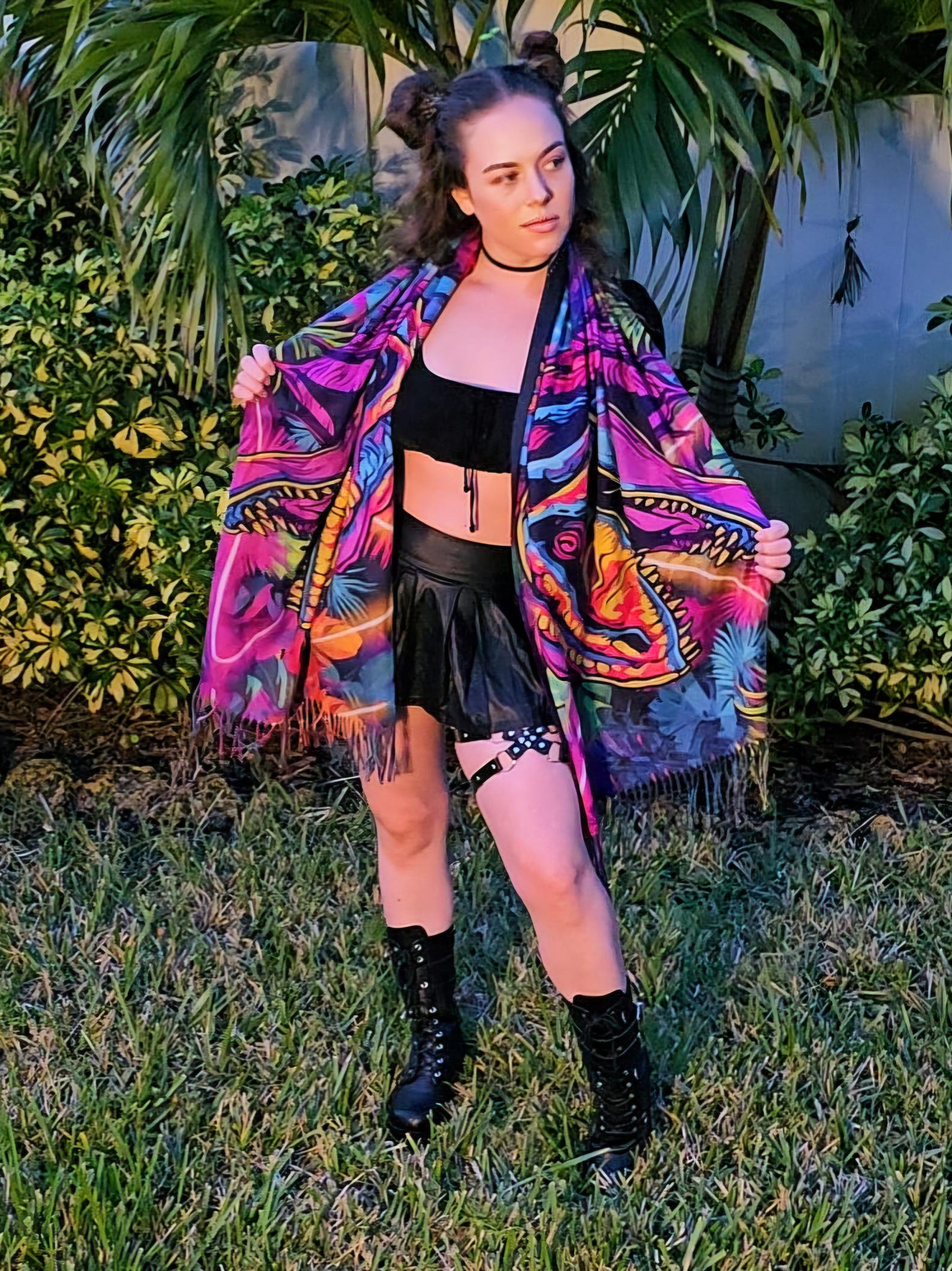 Neon Laser T-rex Rave Pashmina - Festival Shawl - by Plurfect Studios ...