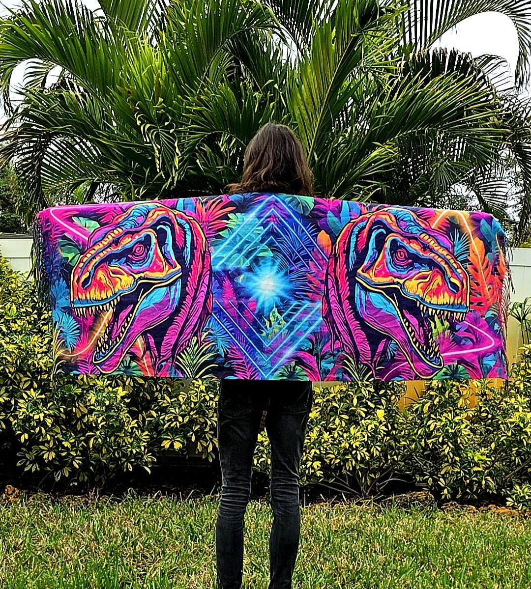 Neon Laser T-rex Rave Pashmina - Festival Shawl - by Plurfect Studios ...