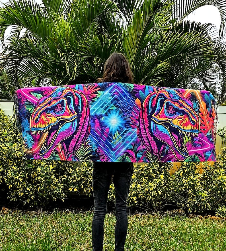 Neon Laser T-rex Rave Pashmina - Festival Shawl - by Plurfect Studios ...