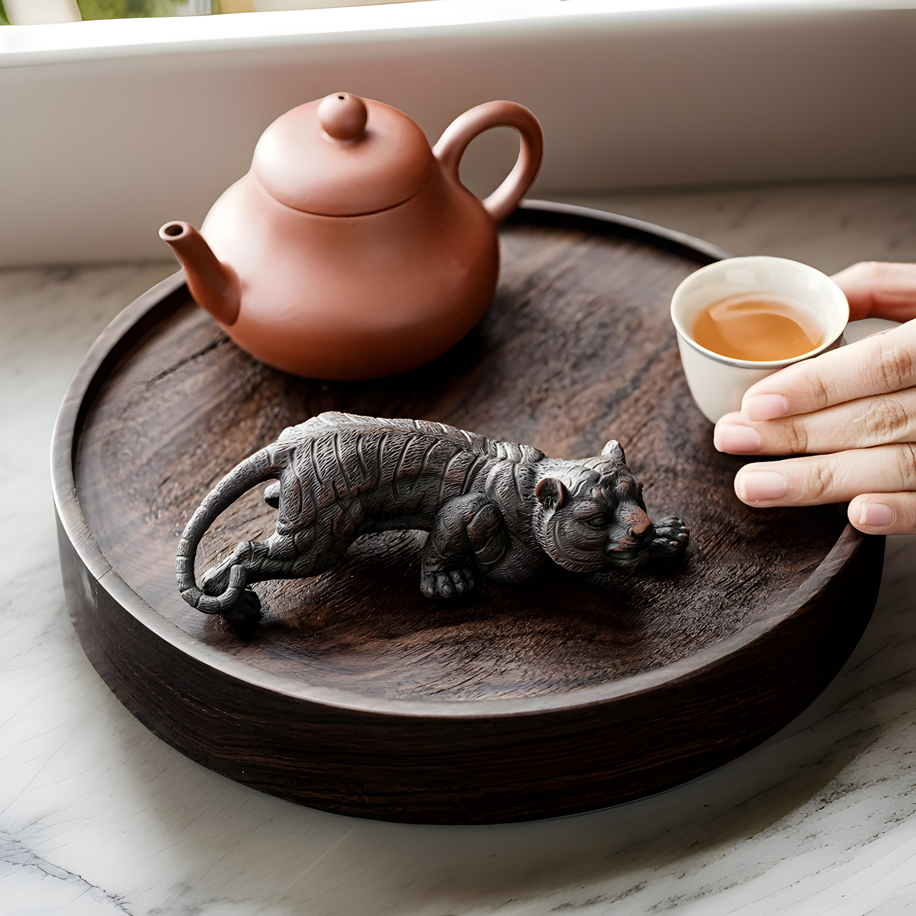 Kung Fu Cat Tea Pet, Handmade Wild Cat Figurine, Zi Sha Clay Tiger ...