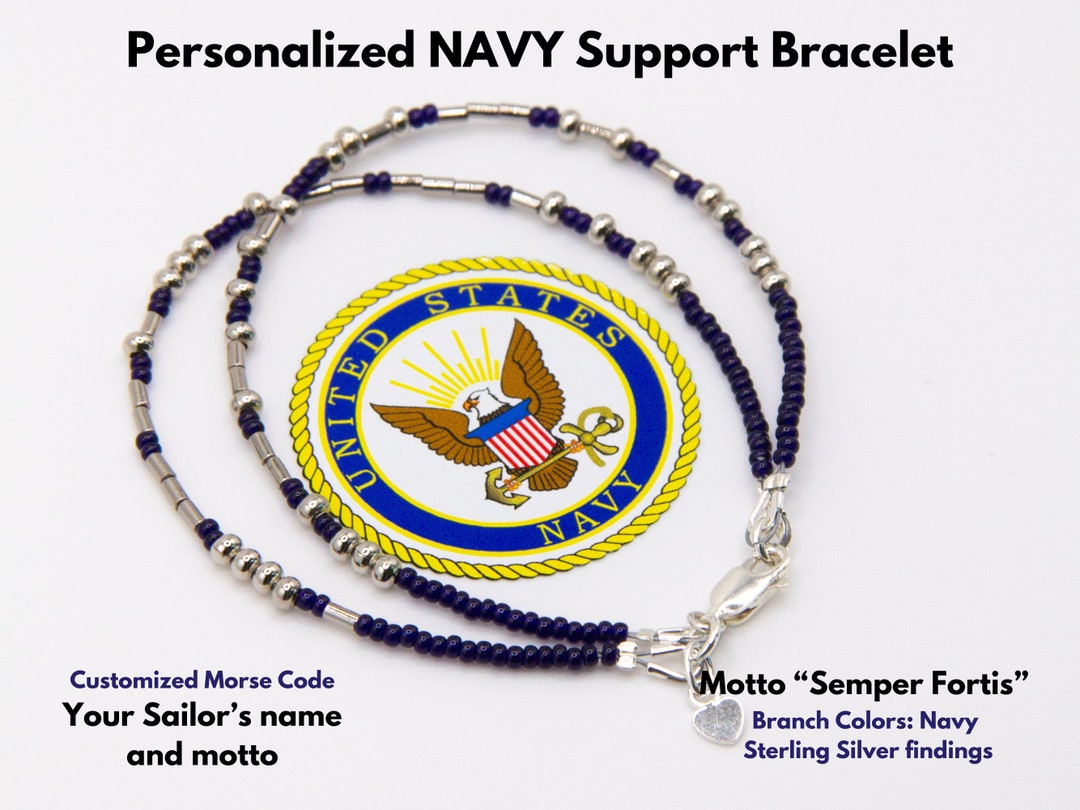 U.S. NAVY Morse Code Bracelet, Semper Fortis, Sterling Silver ...