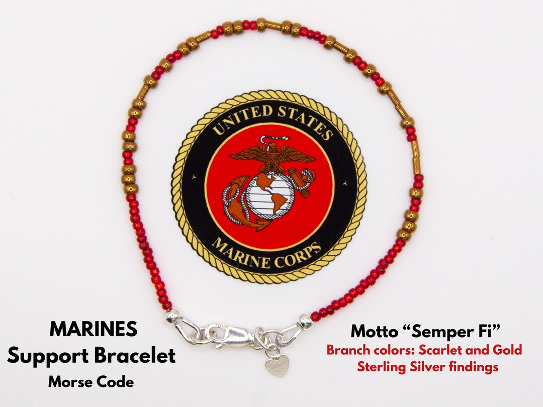 U.S. MARINE CORP Morse Code Bracelet, Semper Fidelis, Sterling Silver ...