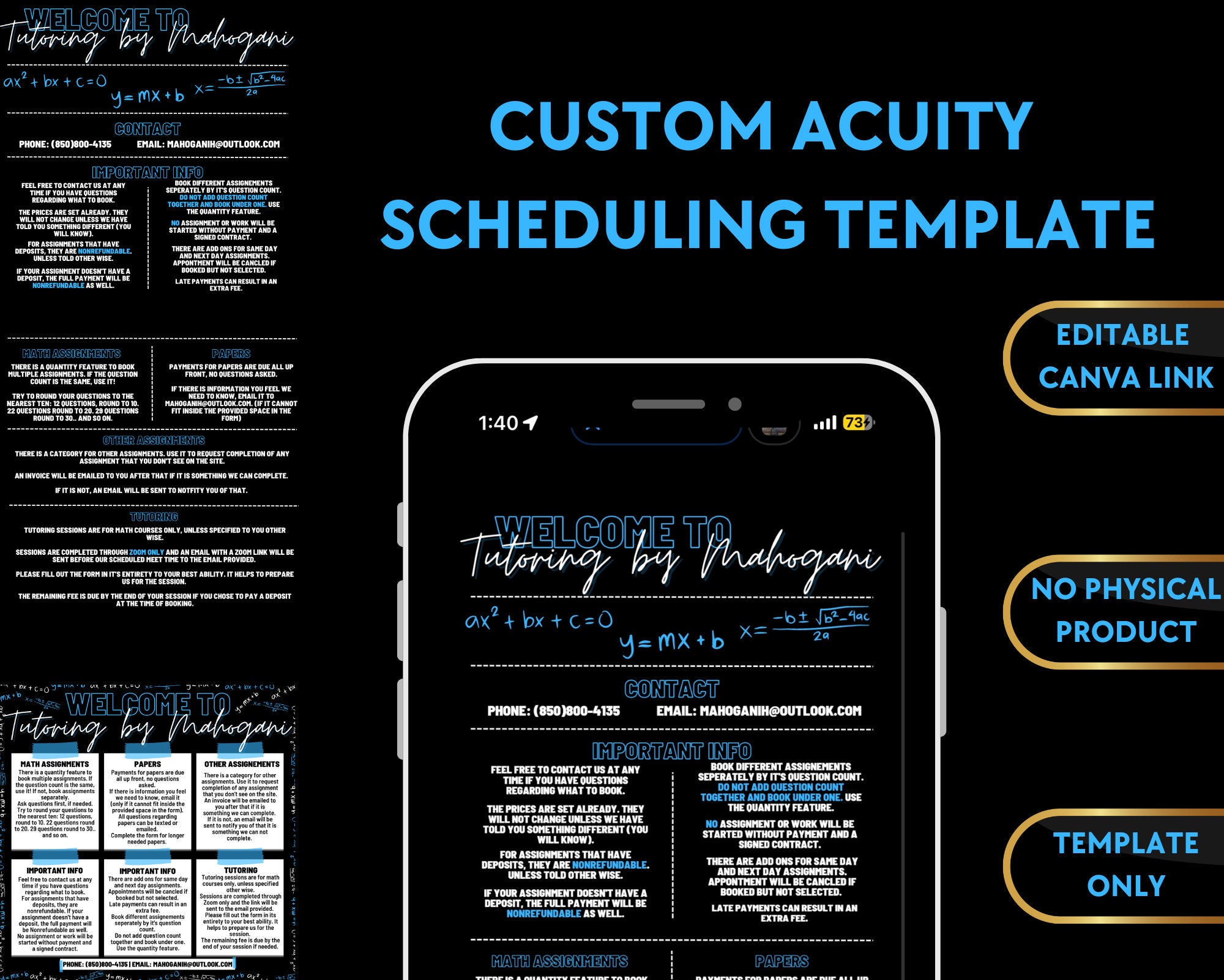 Editable Acuity Scheduling Template, 5 Editable Banners - Etsy