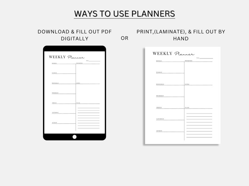 Weekly Planner Printable, Minimalist Weekly Planner, Weekly to Do List ...
